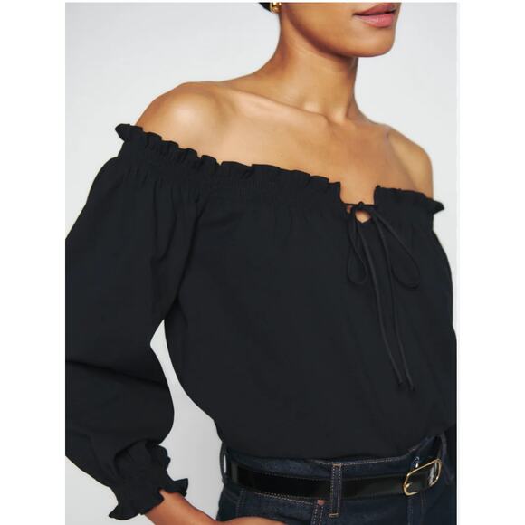 Reformation | Tops | Reformation Organic Cotton Tatum Top Black M Off ...